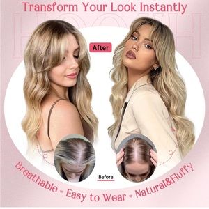 Hair | Hair Topper Wavy Hair Topper With Bangs 18 Inch 65x65 In Large ...